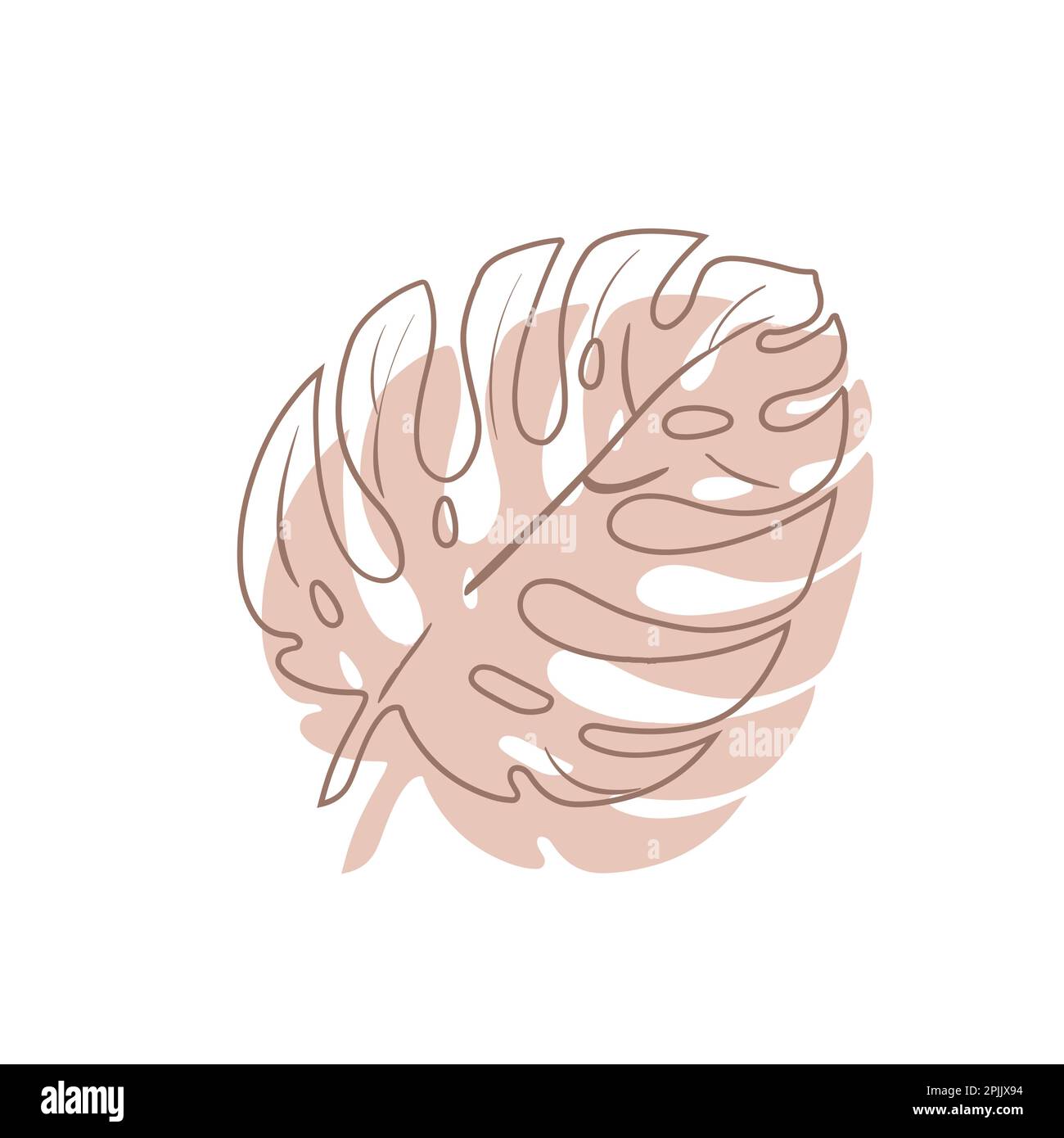 Abstract monstera leaf. Minimalistic art in pastel colors. Design ...