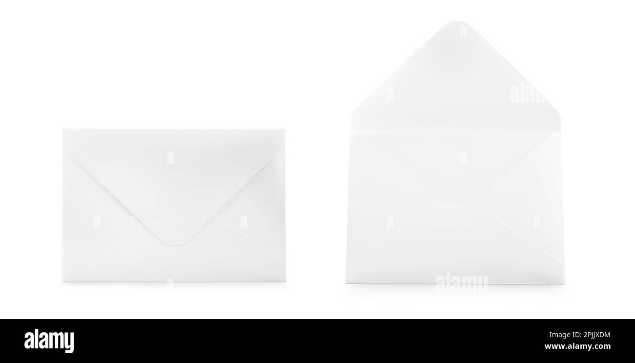 Blank paper envelopes on white background, collage. Banner design Stock ...