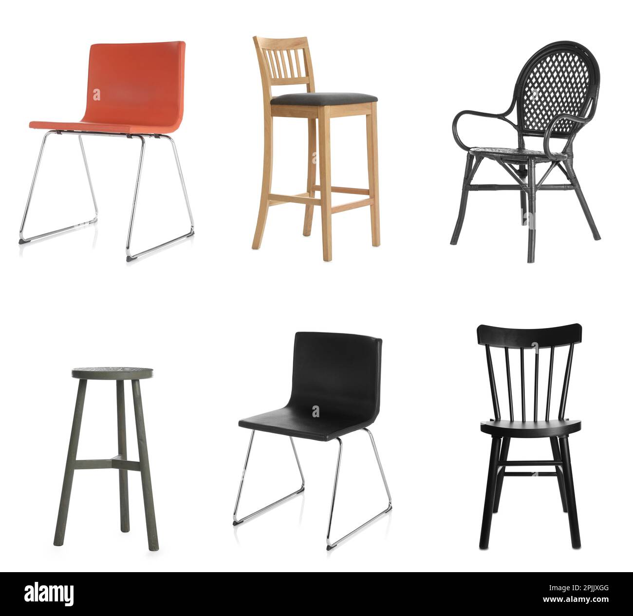 Set with different stylish chairs on white background Stock Photo - Alamy