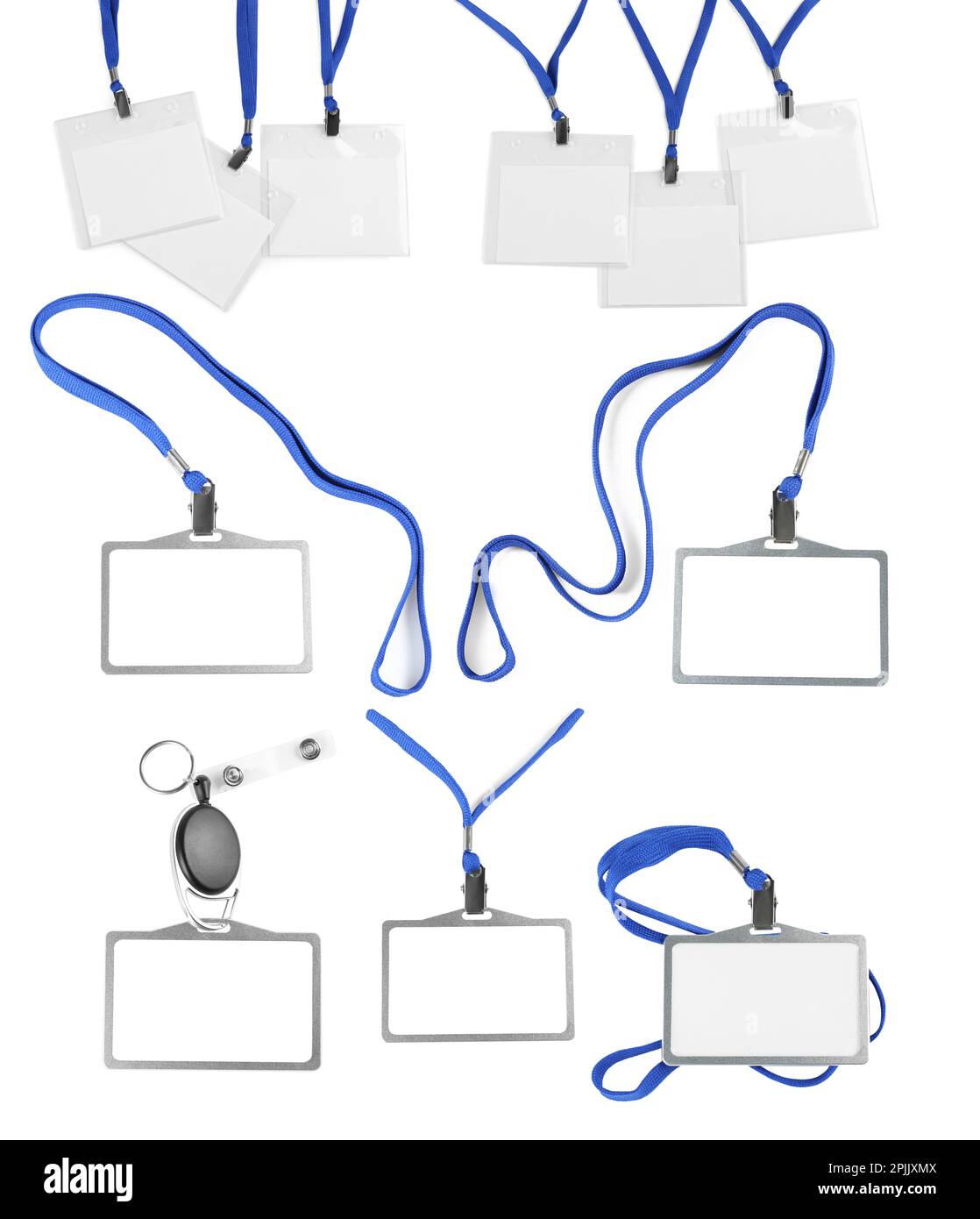 Set with blank badges on white background. Mockup for design Stock ...