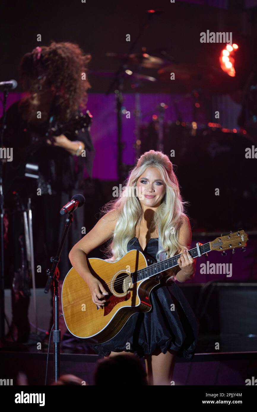 Austin Texas, USA, April 1 2023: Country singer MEGAN MORONEY performs ...