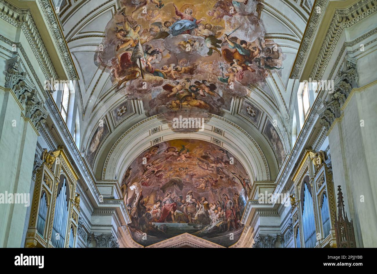 Palermo, Italy - October 17, 2022: The frescoes over the main altar of ...