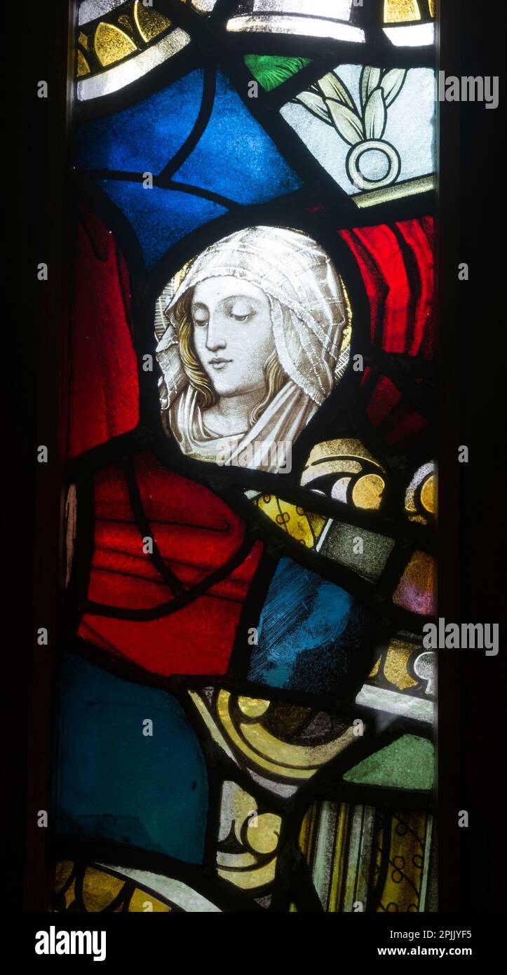 Stained glass fragments in a window in the meeting room of St. Margaret ...