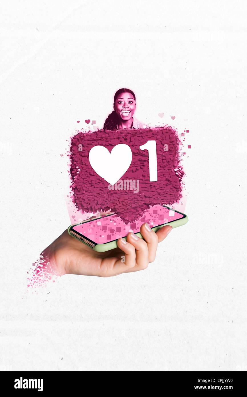 Creative trend weird poster collage of voice notification with young ...
