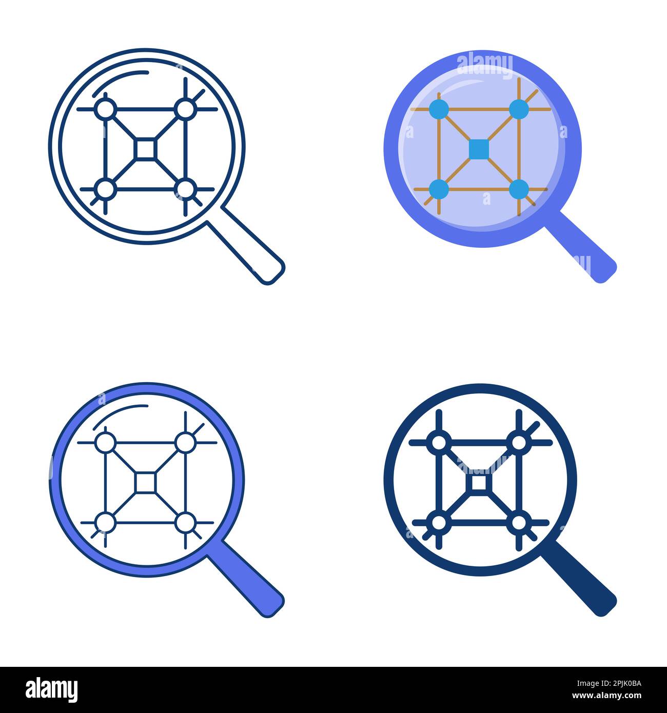 Pattern recognition icon set in flat and line style. Data analysis and ...