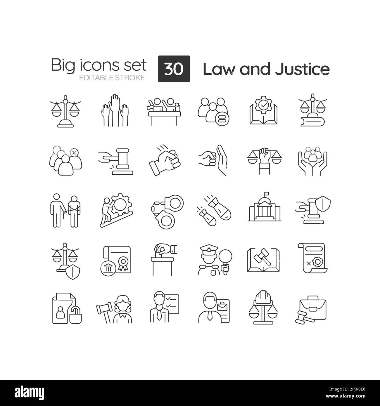 Law justice concept icons Black and White Stock Photos & Images - Alamy