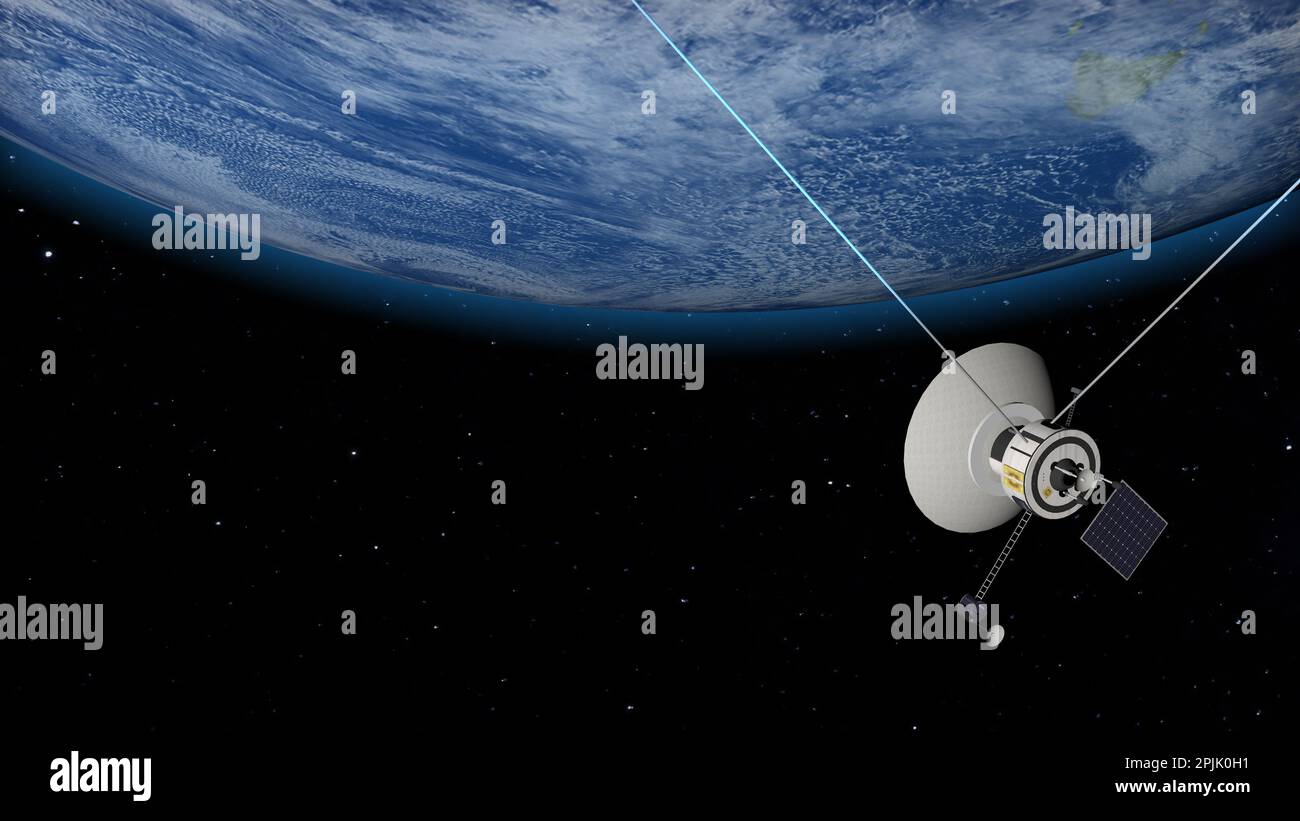 A probe flying near Earth. Telecommunication spacecraft Stock Photo - Alamy