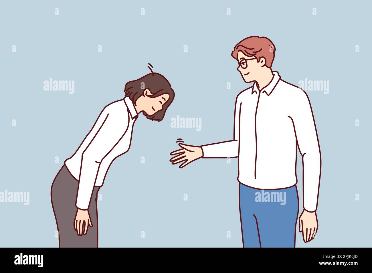 Man Bowing To Woman