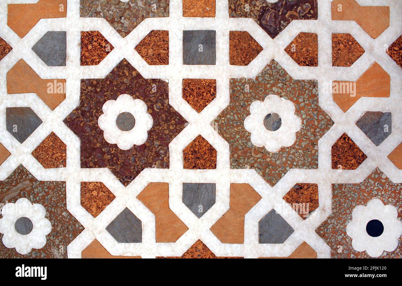 Mosaic of amber, cornelian, jasper, lapis lazuli, onyx, topaz and ...