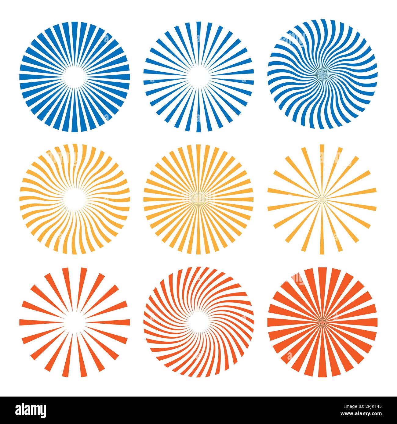 Set colored sun rays, beams element isolated on white background Stock ...