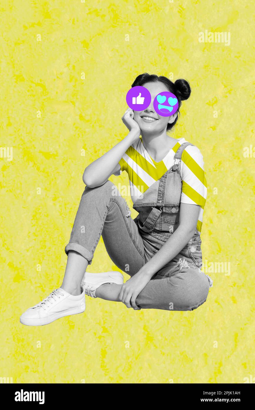 Creative picture template collage of funny young lady influencer with ...