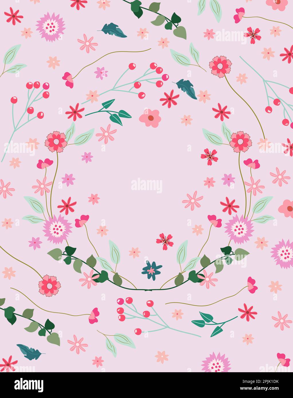 Unique floral vector design with charming blooms, forming a wreath ...