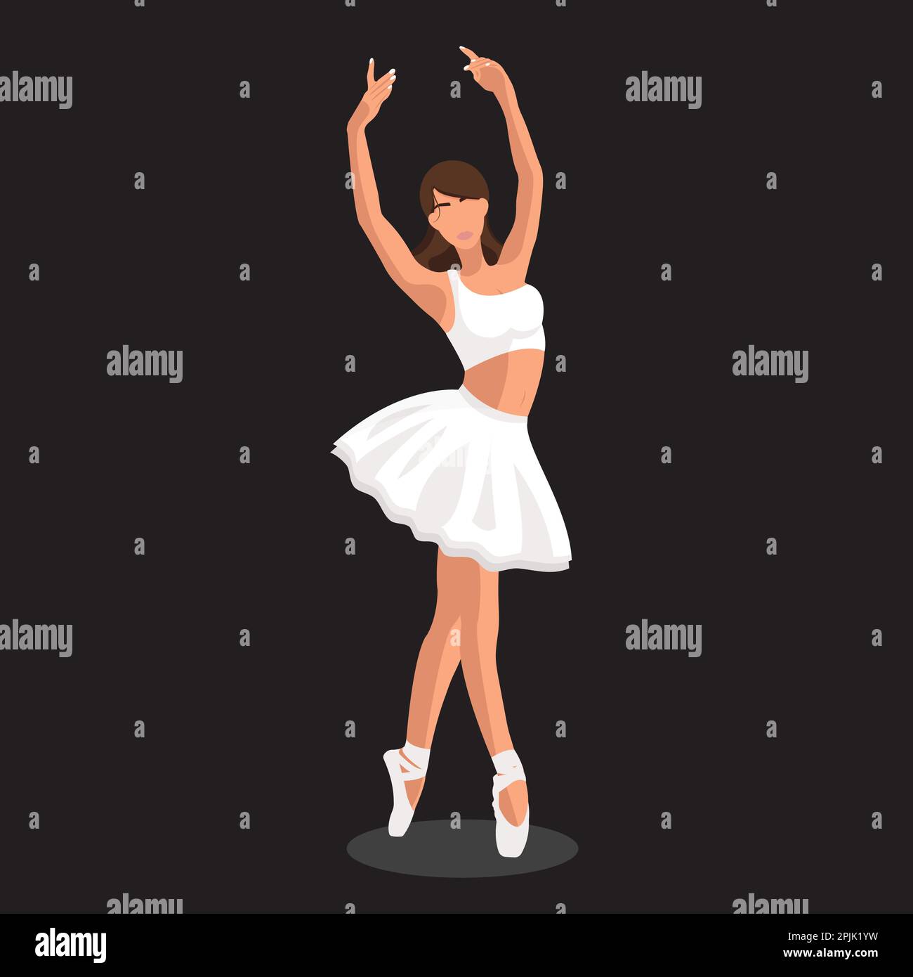 Vector illustration classical ballet. Caucasian white woman ballet ...