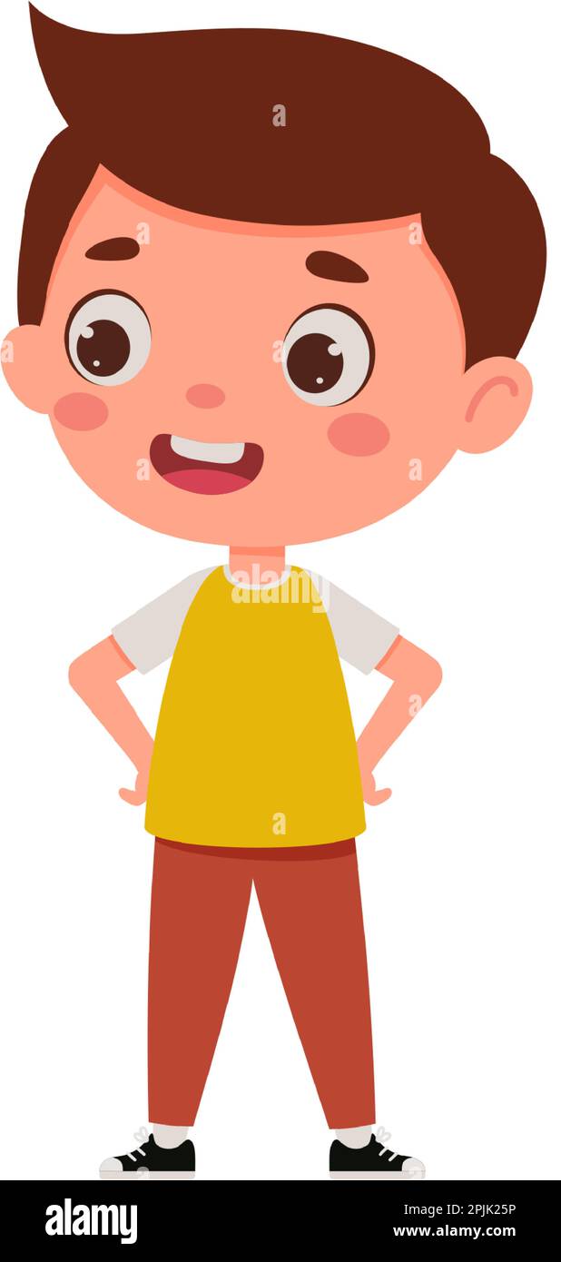 Cute cartoon little boy. Little schoolboy character. Vector ...