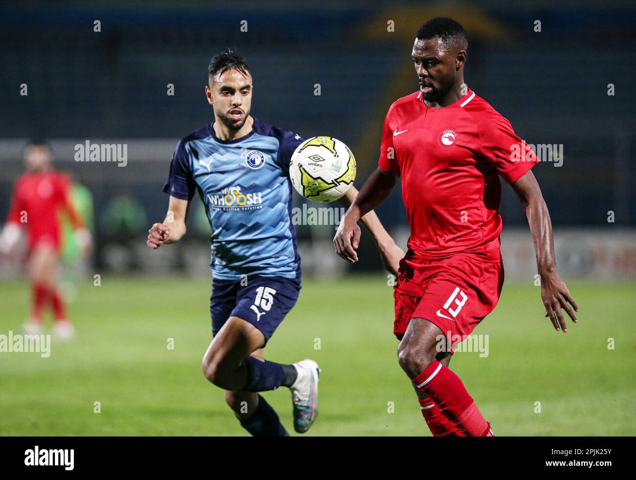 Cairo, Egypt. 2nd Apr, 2023. Jonathan Joseph Ngwen (R) of Future ...