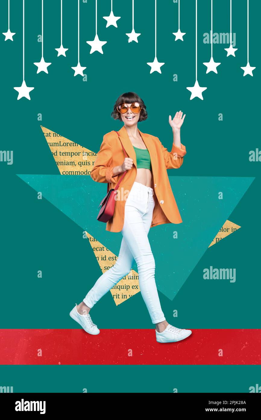 Creative banner poster collage of fashionable young lady famous actress ...