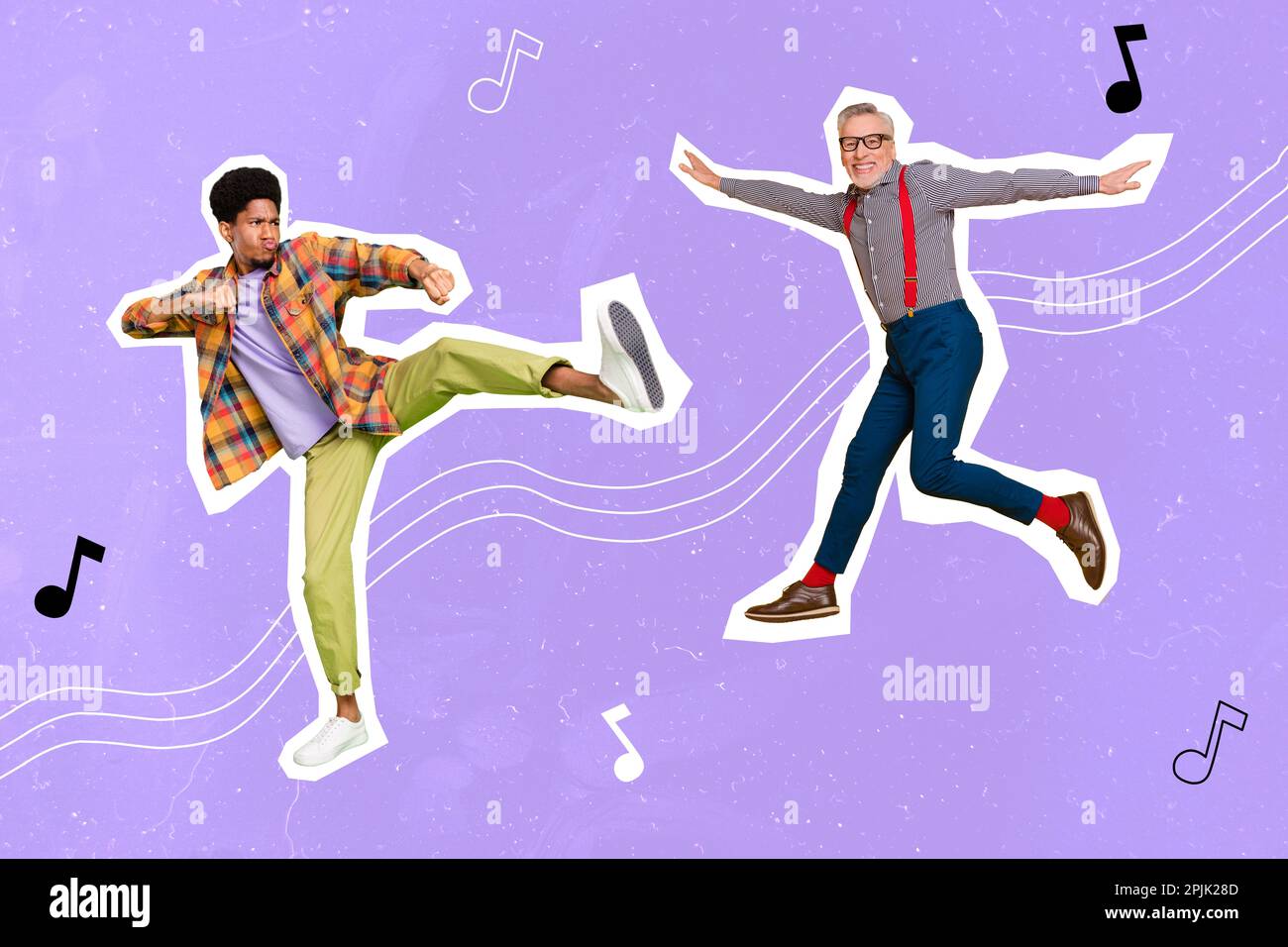 Creative picture vibrant collage of two people different age youth ...