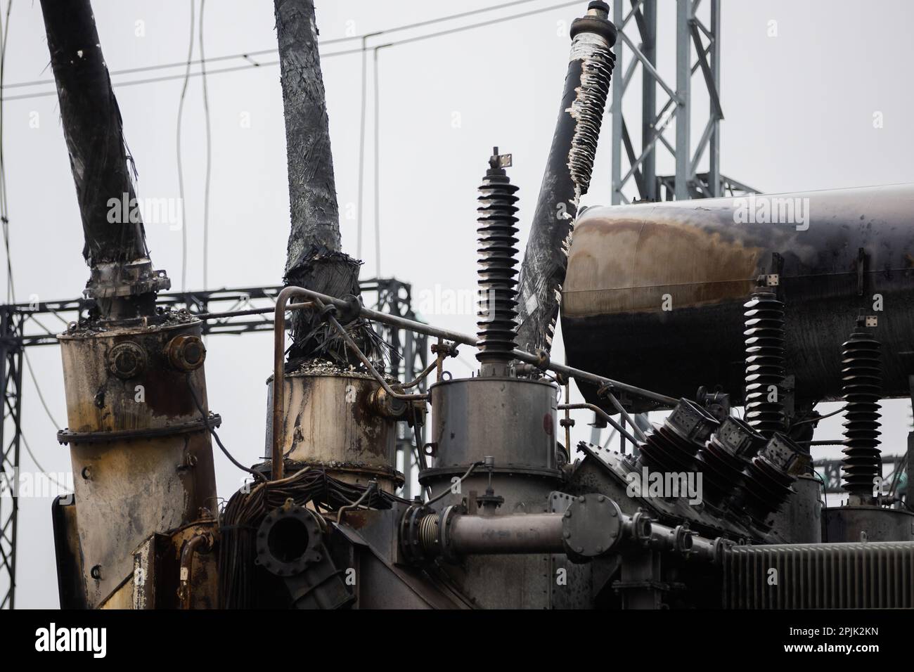 Ukraine. 03rd Apr, 2023. A transformer destroyed by Russian attacks ...