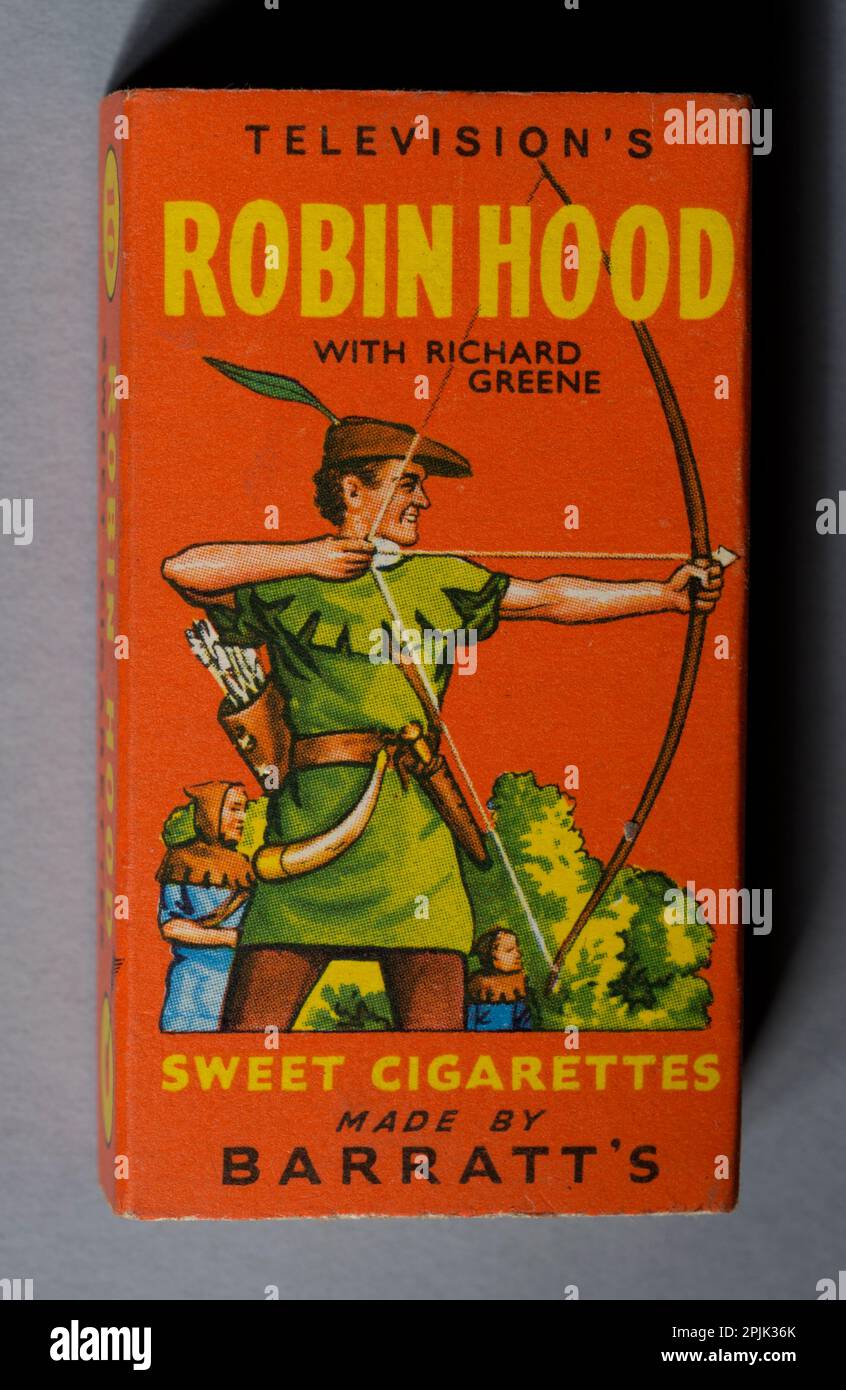 Barratts Robin Hood sweet cigarettes packet Stock Photo - Alamy