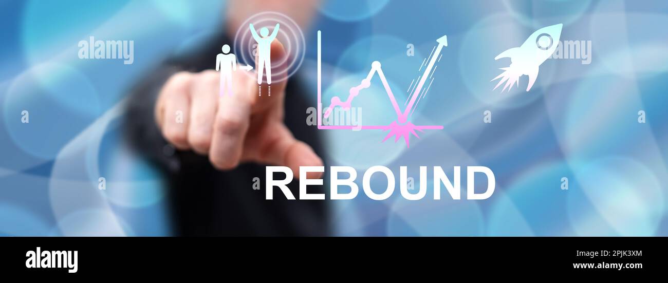 Man touching a rebound concept on a touch screen with his finger Stock ...
