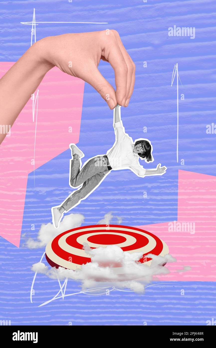 3d retro abstract creative artwork template collage of arm holding ...