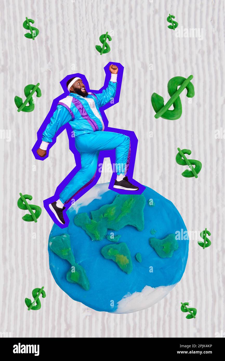 Pinup pop picture poster collage sketch of happy sporty guy running ...