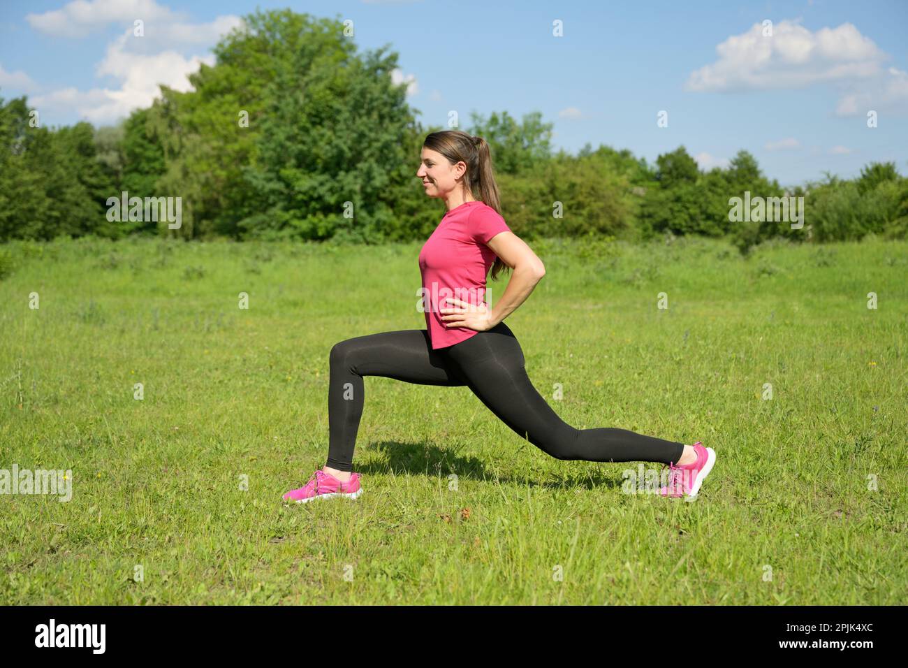 Adult skinny woman doing exercises hi-res stock photography and images - Alamy