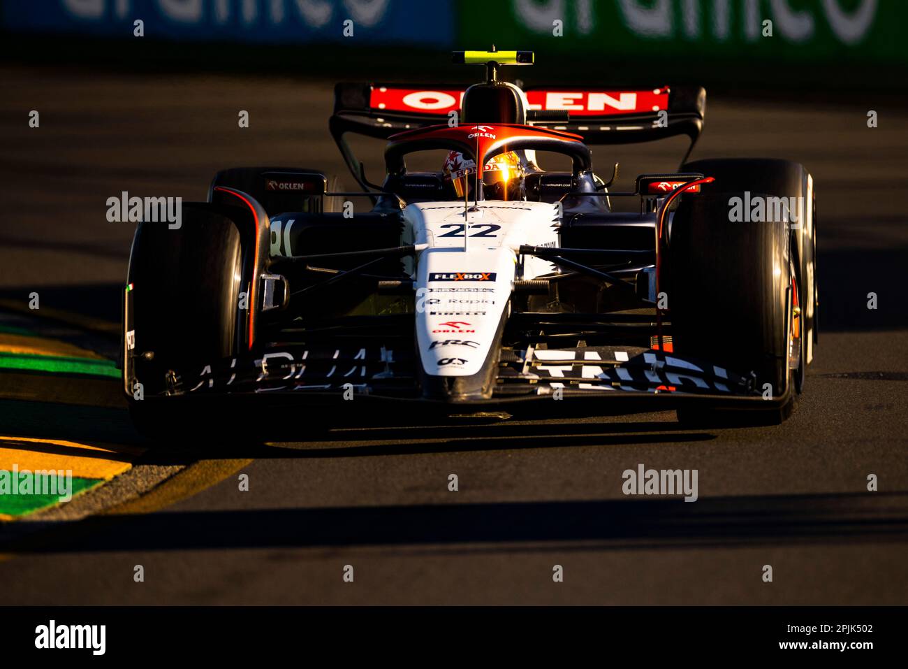 Melbourne, Australia. 02nd Apr, 2023. Yuki Tsunoda of Japan drives the (22) Scuderia AlphaTauri ...