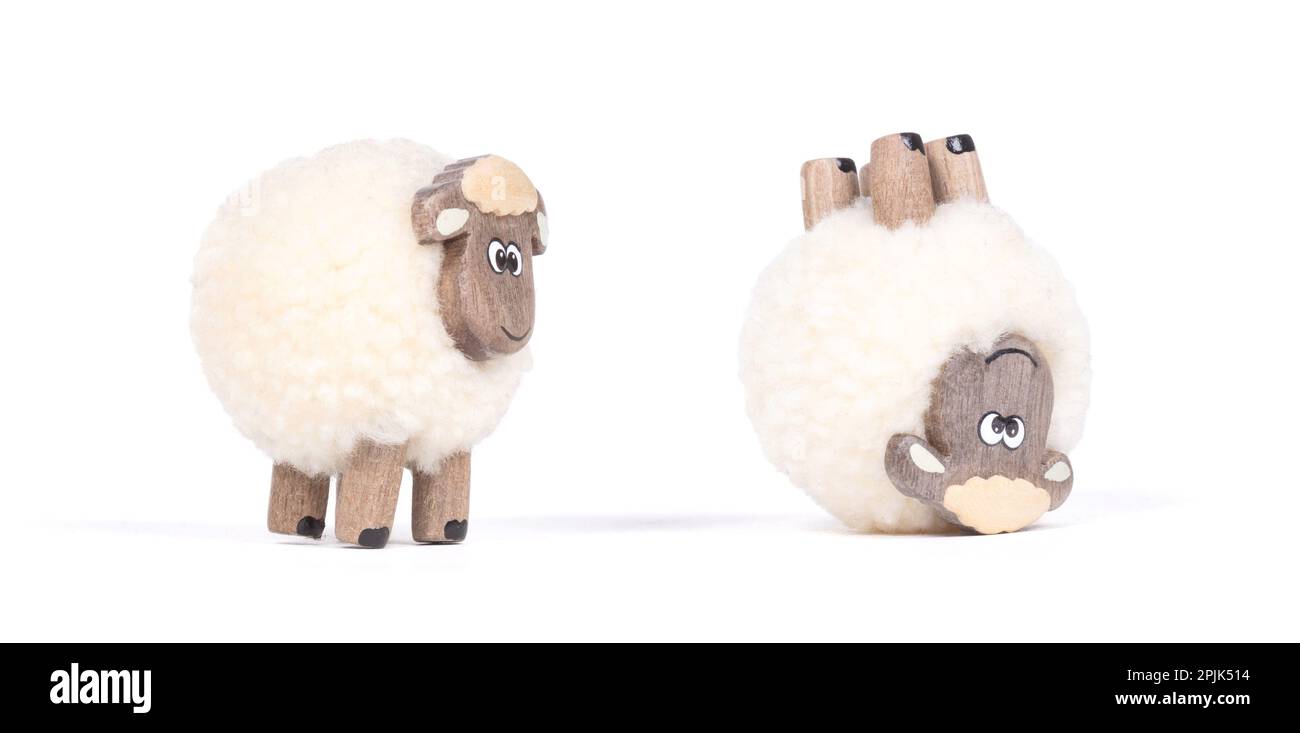 Miniature sheep, funny figurine, isolated on white background Stock ...