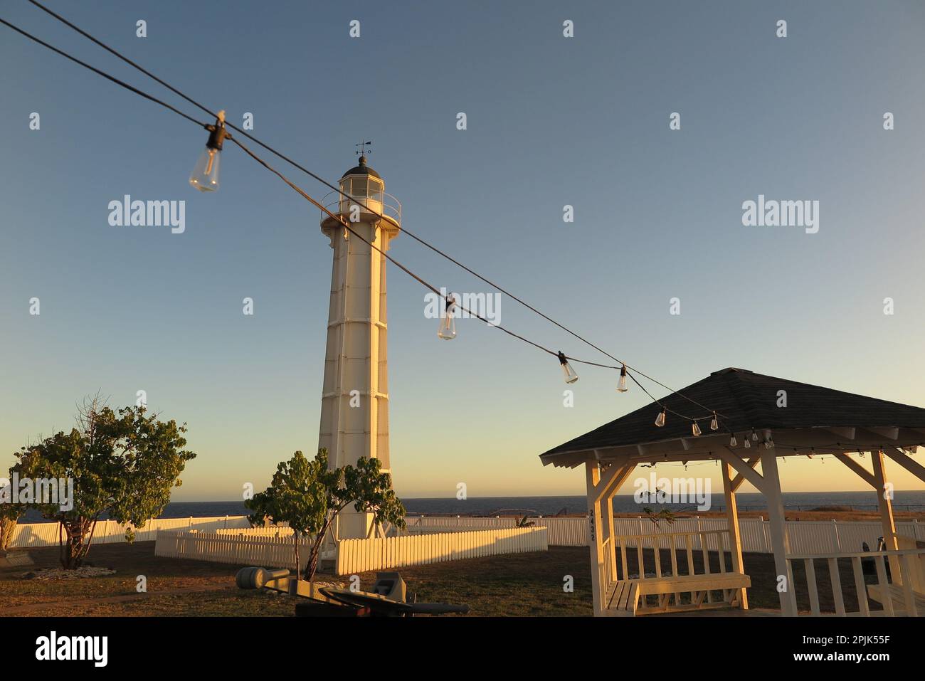 15 January 2023, Cuba, Guantánamo: A lighthouse with adjacent barbecue ...