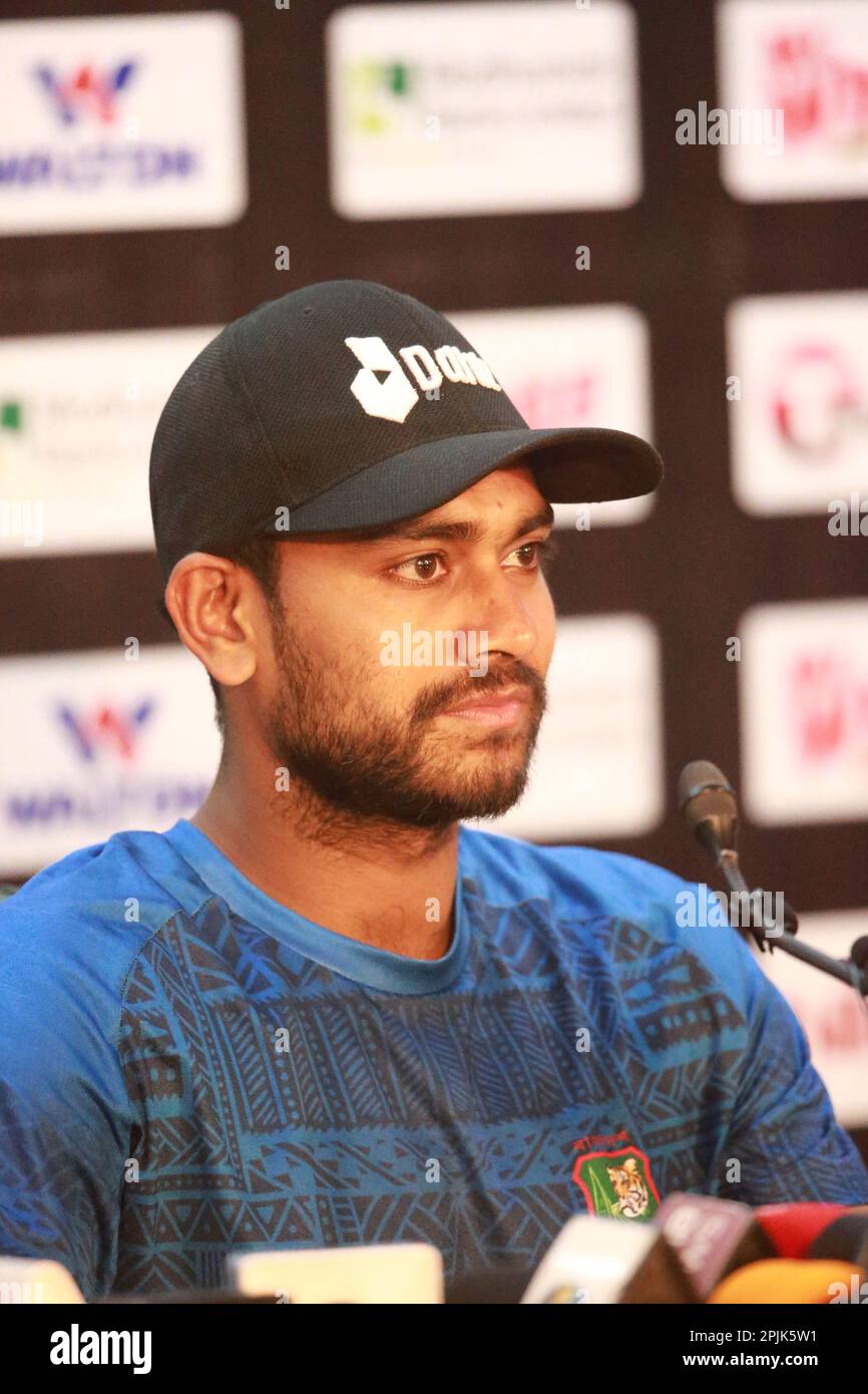 All rounder cricketer Mehidy Hasan Miraz attends pre-match Press ...