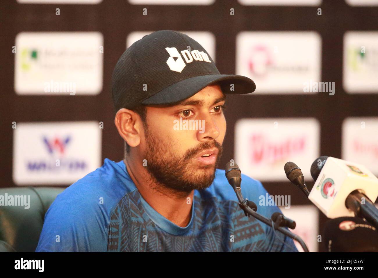 All rounder cricketer Mehidy Hasan Miraz attends pre-match Press ...