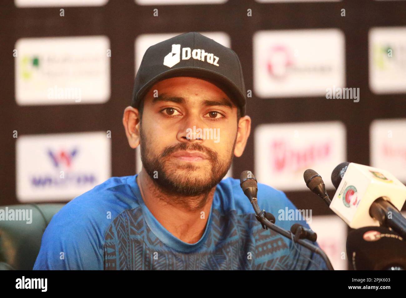 All rounder cricketer Mehidy Hasan Miraz attends pre-match Press ...
