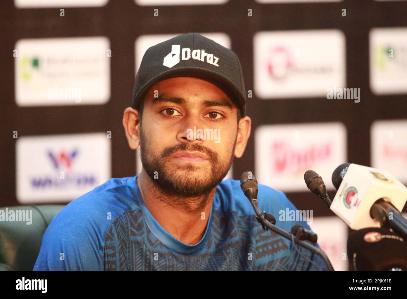 All rounder cricketer Mehidy Hasan Miraz attends pre-match Press ...