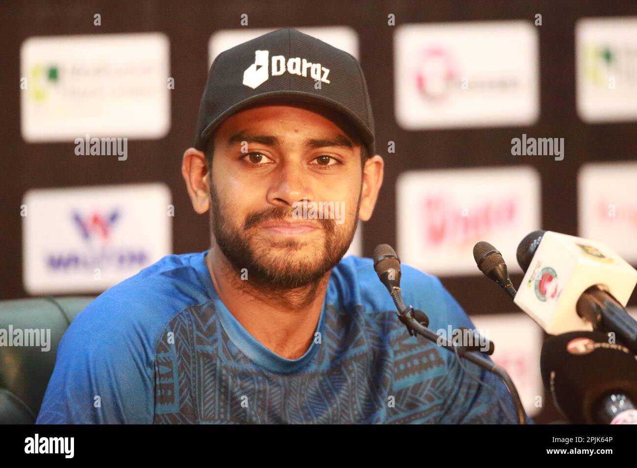 All rounder cricketer Mehidy Hasan Miraz attends pre-match Press ...