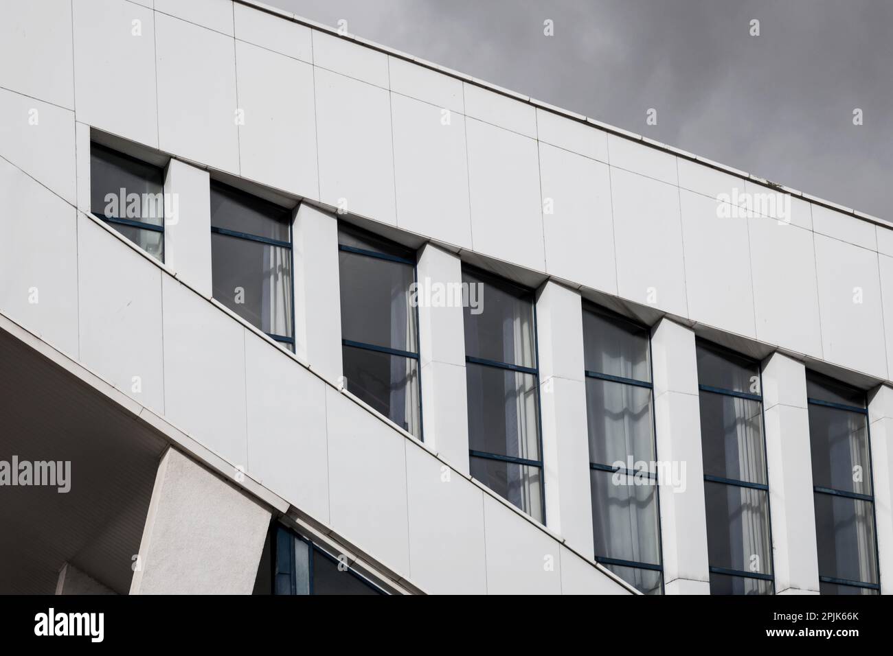 modernist building facade with windows. Modern architecture in the ...