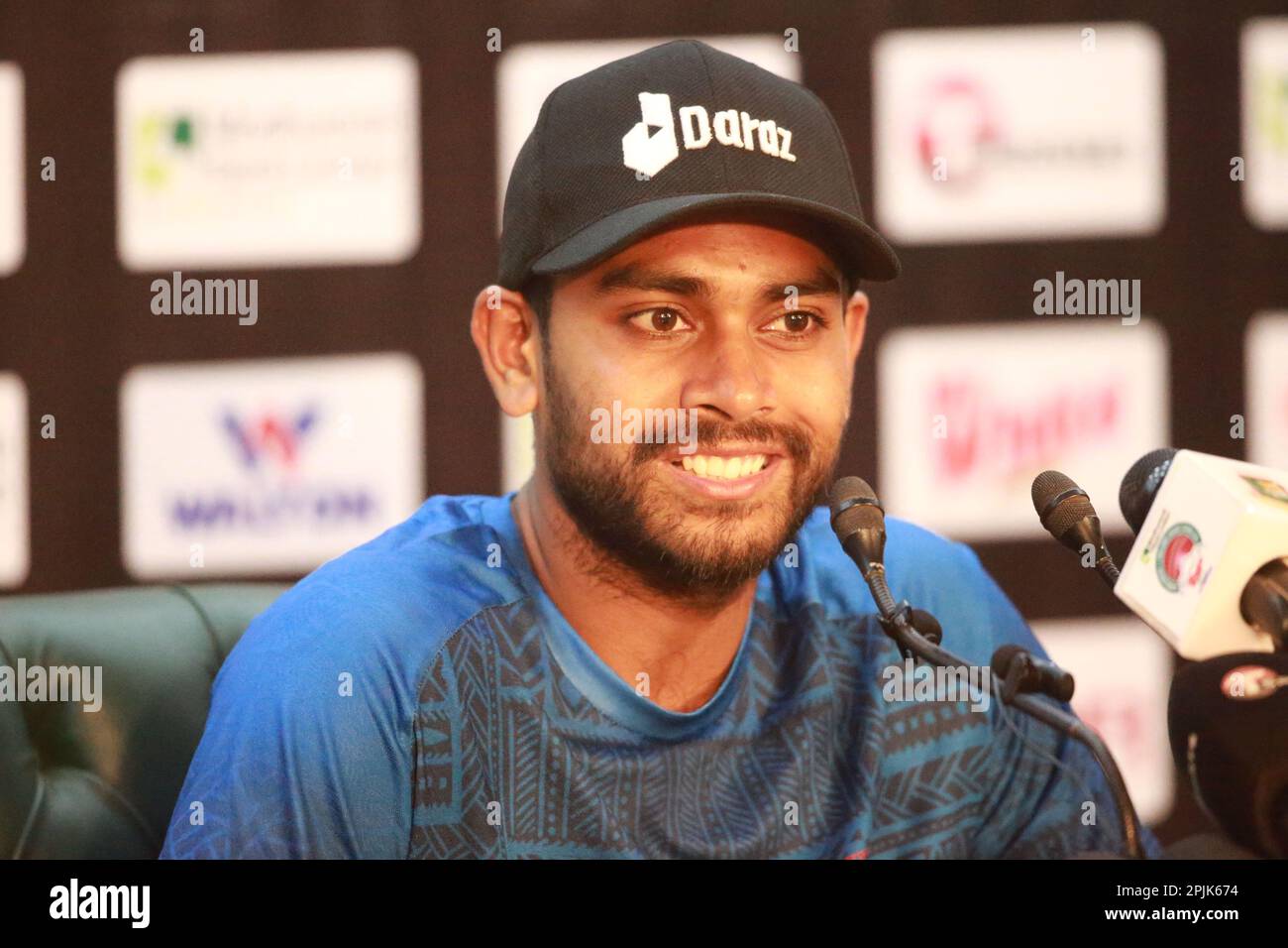 All rounder cricketer Mehidy Hasan Miraz attends pre-match Press ...