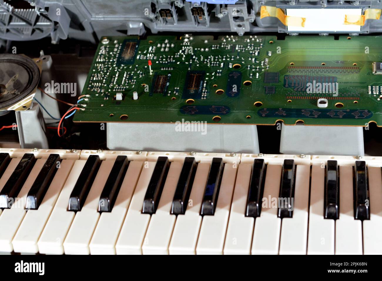 Cairo, Egypt, April 1 2023: Broken electronic musical keyboard, cracked ...