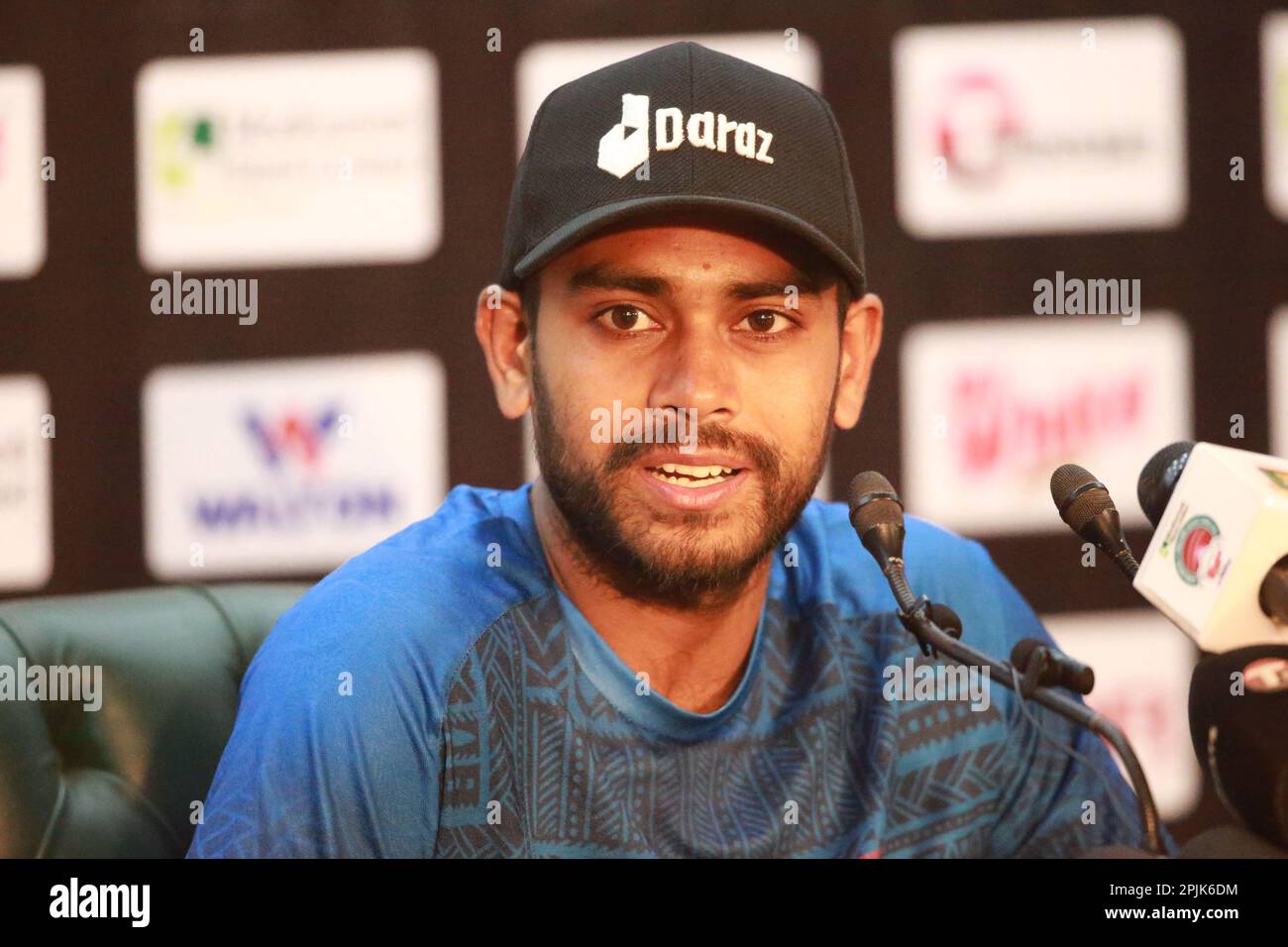All rounder cricketer Mehidy Hasan Miraz attends pre-match Press ...