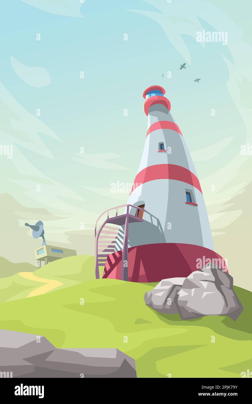 Scenic lighthouse sea on Stock Vector Images - Alamy