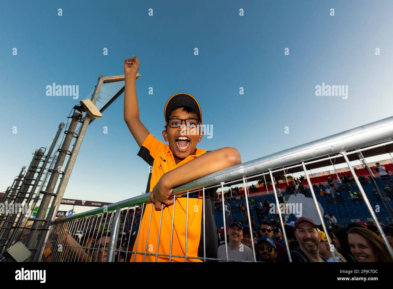 Melbourne, Australia. 02nd Apr, 2023. A young fan celebrating on the ...