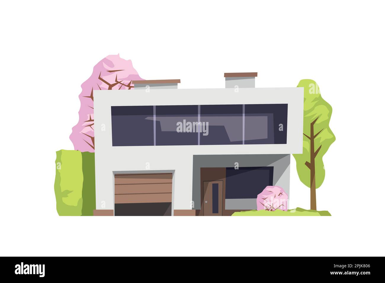 contemporary luxury house front view big windows Stock Vector Image ...