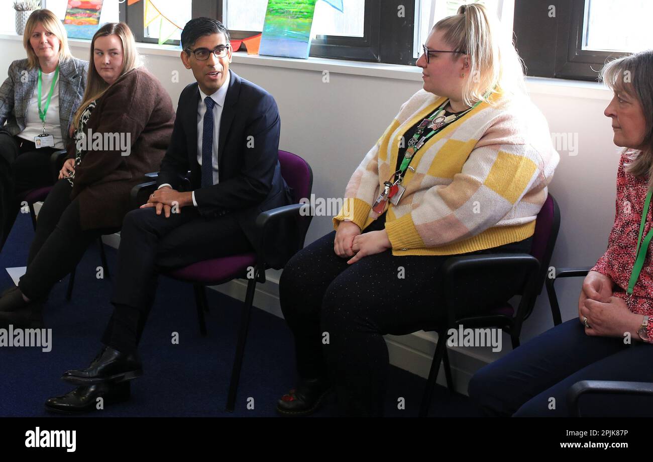 Prime Minister Rishi Sunak during a visit to the offices of the ...