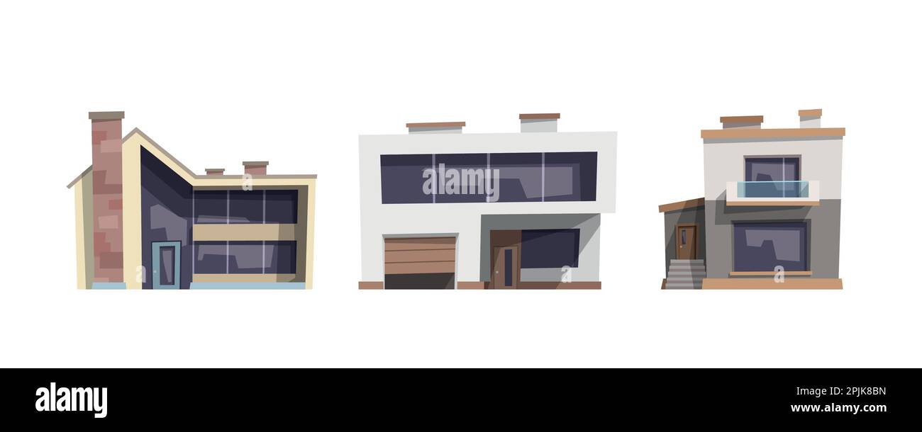 modern contemporary houses front view in set Stock Vector Image & Art ...
