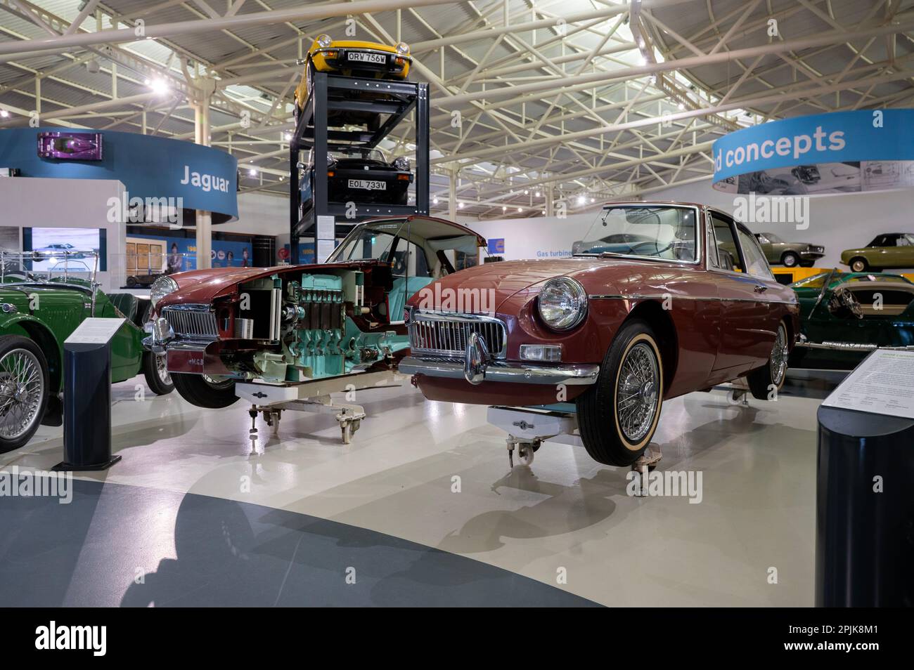 Cut away MGB show car on display at the British Motor Heritage museum ...