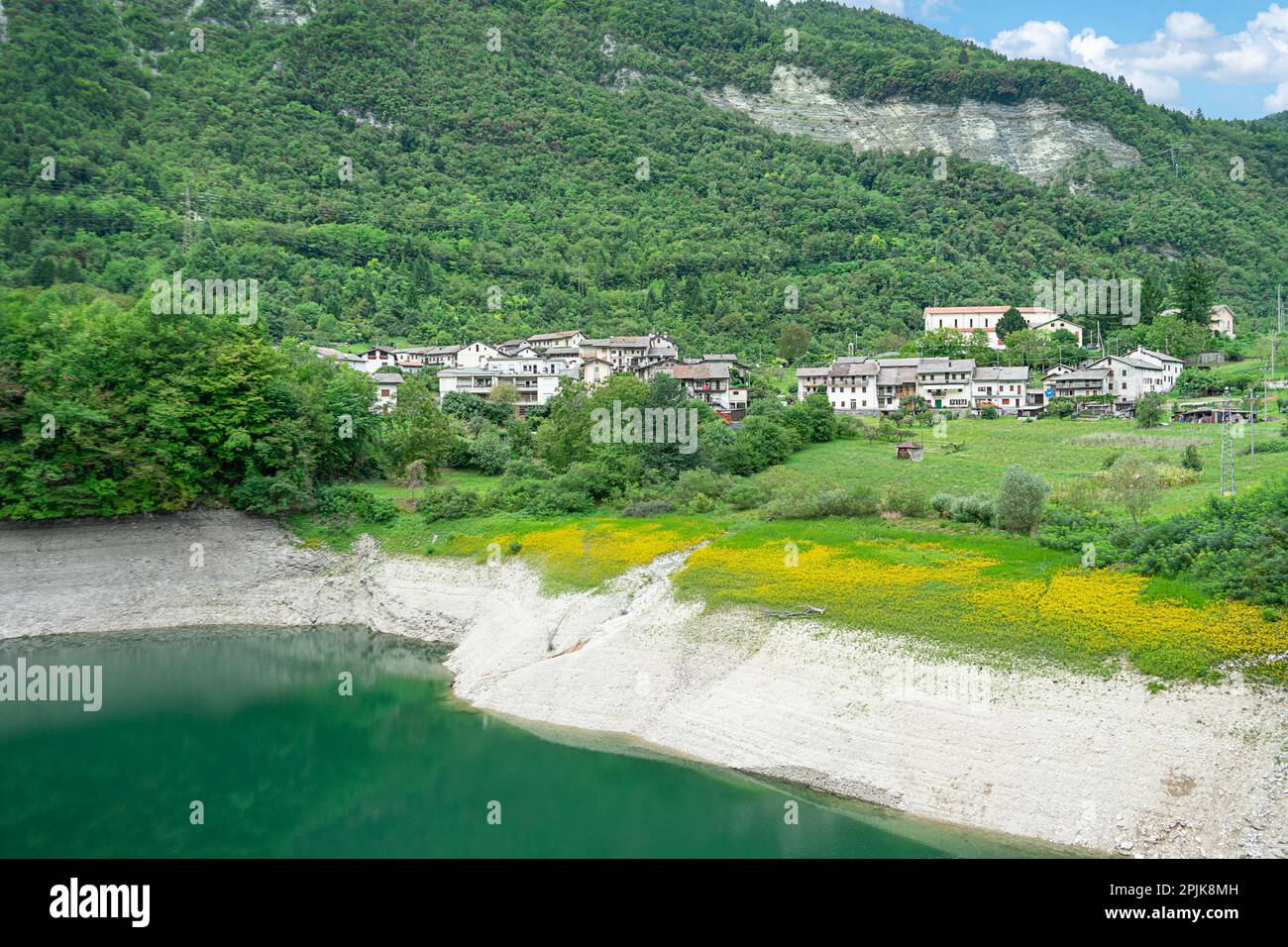 Scenic summer view of the Arsie and Lake Corlo in Italy. Travel ...