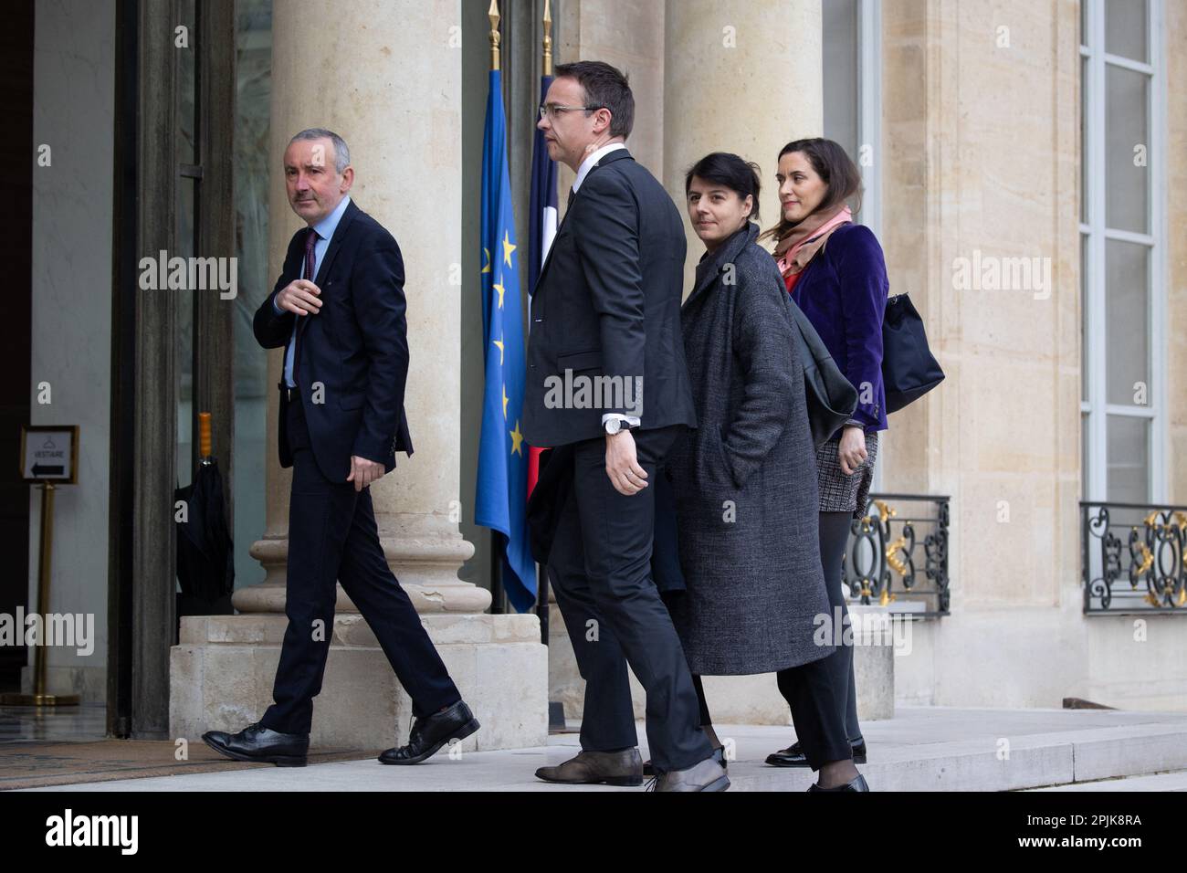 Paris, France. 03rd Apr, 2023. Convention members arrive for a meeting ...