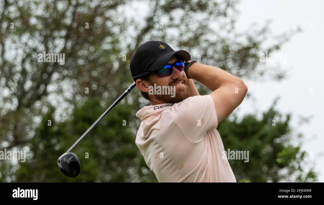 Patrick Rogers tees off on the 15th hole during the second round of the ...