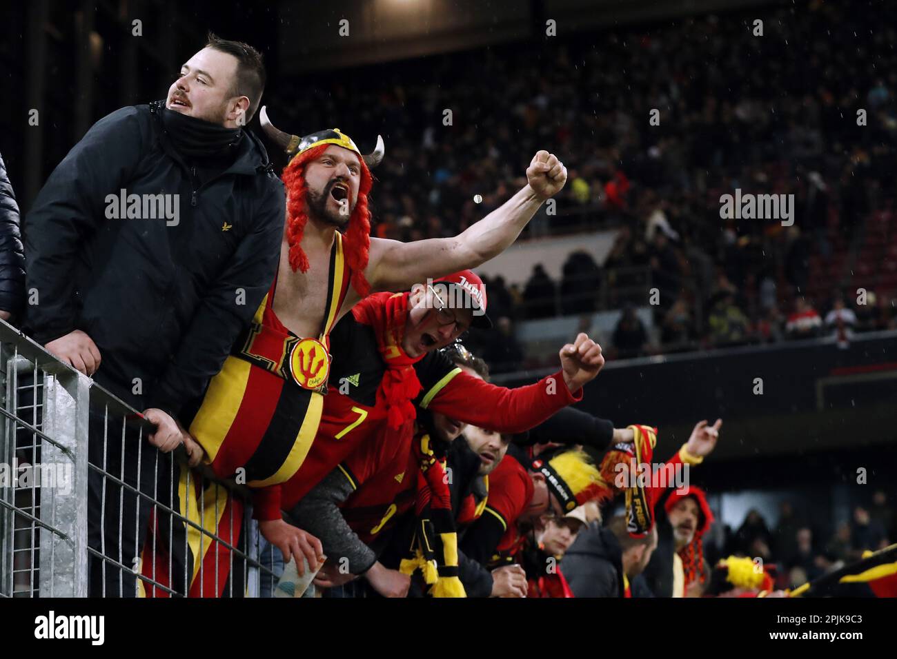 COLOGNE - Belgian fans celebrate the victory during the friendly match ...