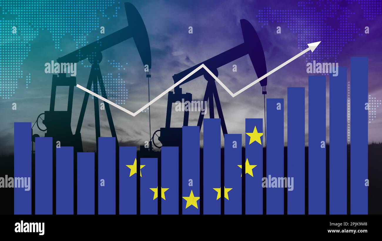 European Union oil industry concept. Economic crisis, increased prices ...
